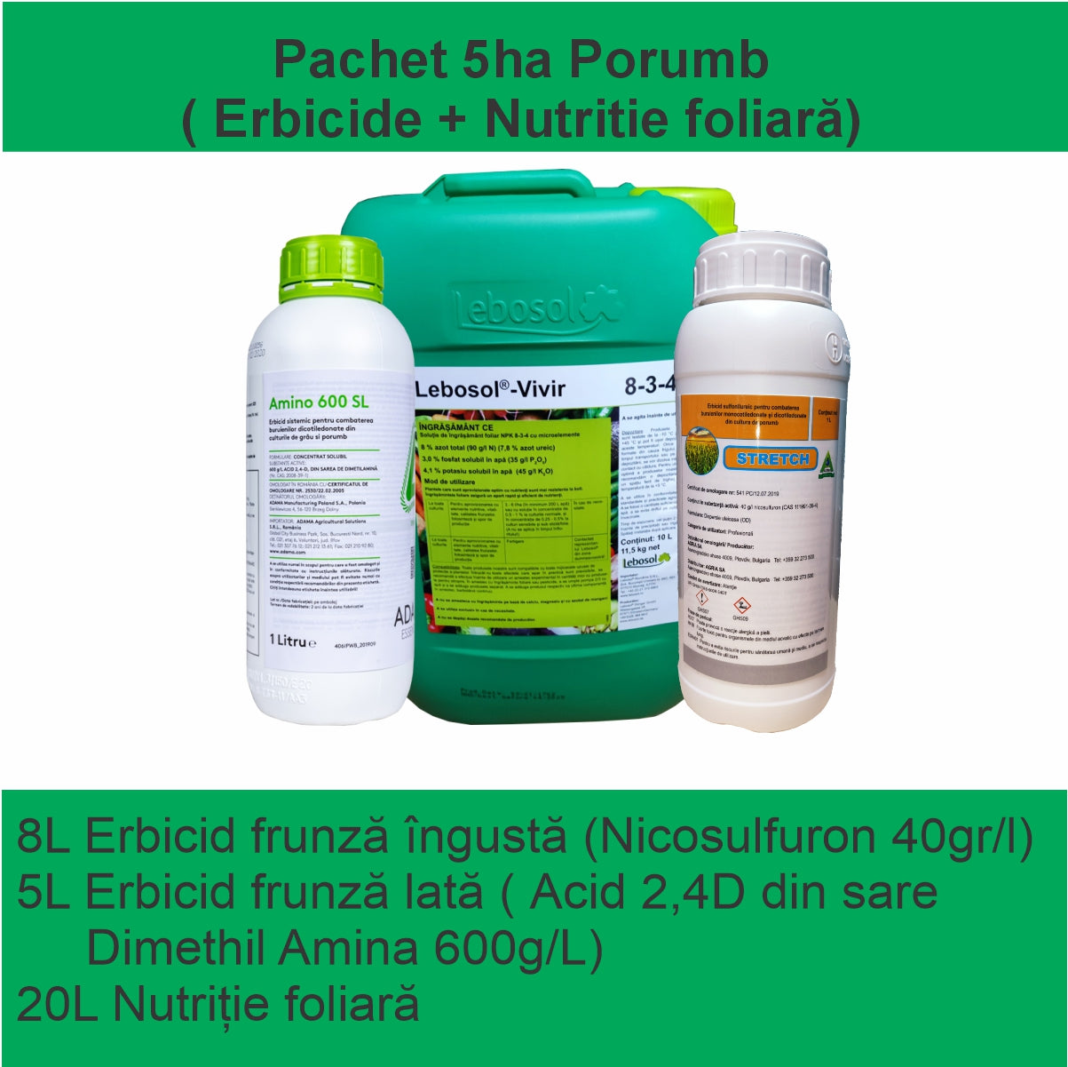 PACHET TRATAMENT PORUMB 5HA ( ERBICIDE + NUTRITIE FOLIARA)